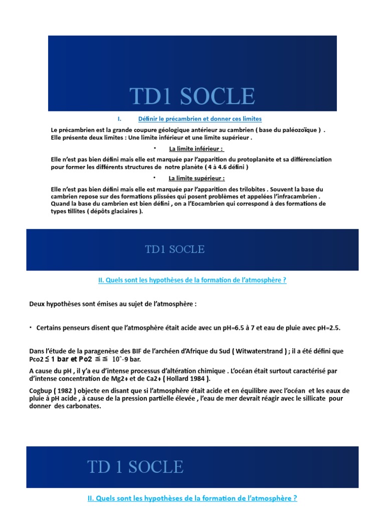 Correction Td1 Socle | PDF | Croûte terrestre | Géologie