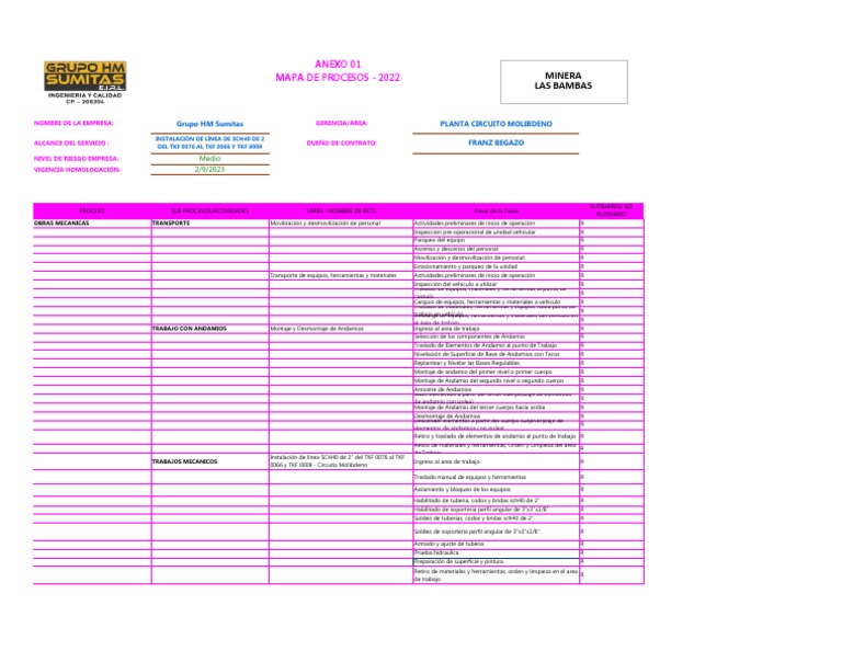 Anexo 01 Mapa de Procesos Sso - 2023-0446 - Instalación de Linea SCH40 de 2 Del TKF 007 | PDF ...