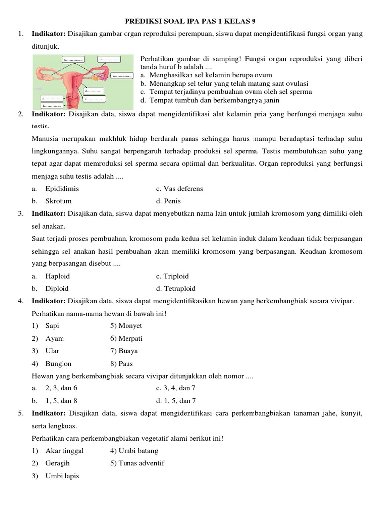 Prediksi Soal Ipa Pas 1 Kelas 9 2022 | PDF