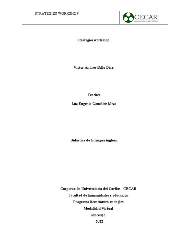 Strategies Workshop Pdf