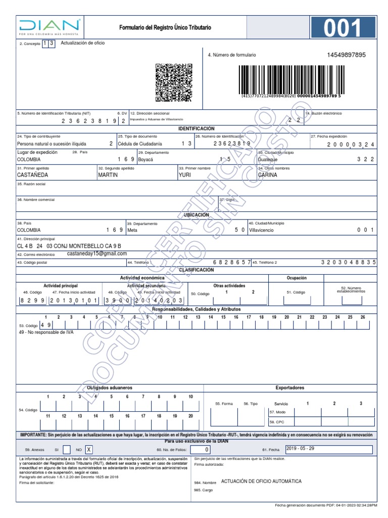 Registro Único Tributario - RUT | PDF | Gobierno