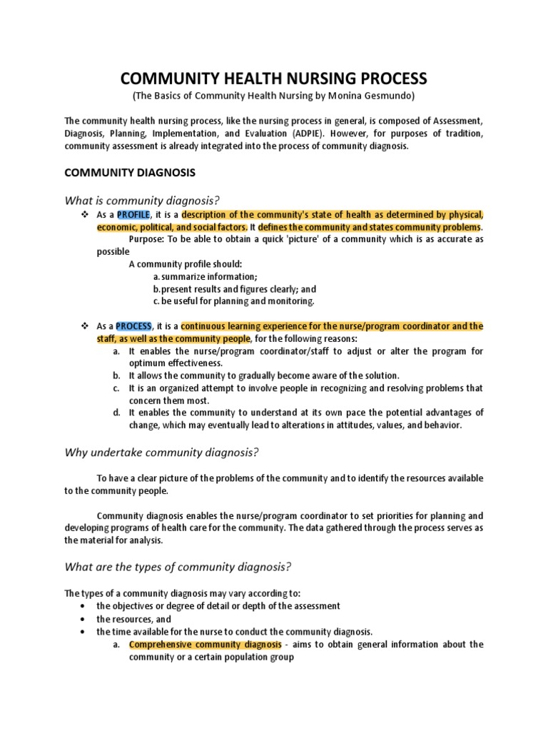 Community Health Nursing Objectives | PDF | Nursing | Community