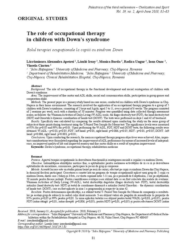 Rolul TO in Sindr Down | PDF | Science & Mathematics