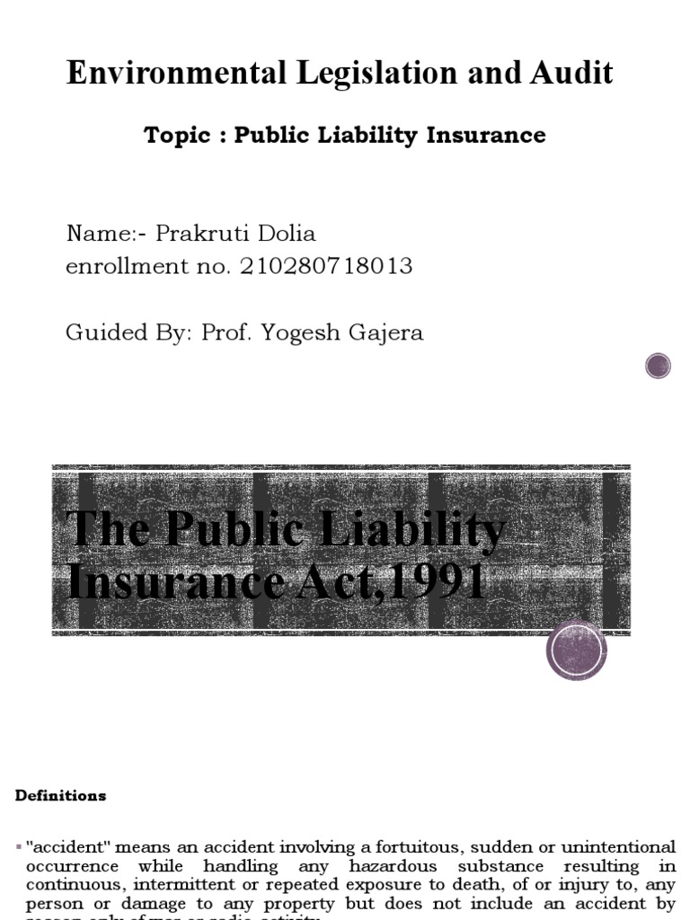 Environmental Legislation and Audit: Topic: Public Liability Insurance ...