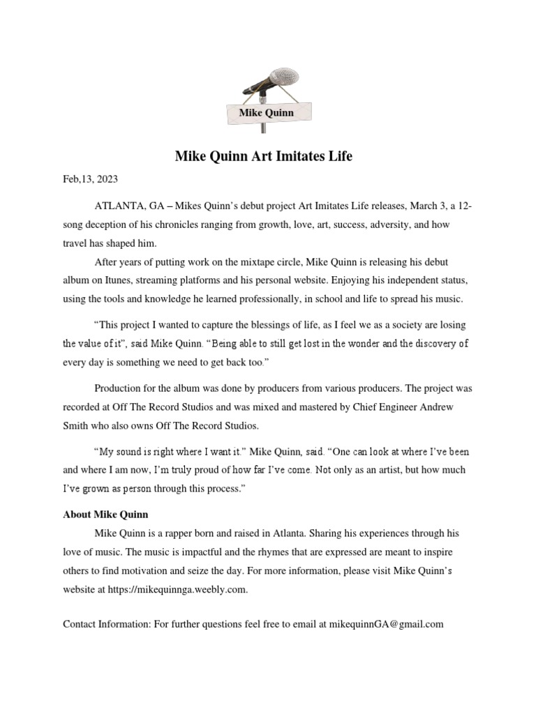 Press Release Mike Check | PDF | Art