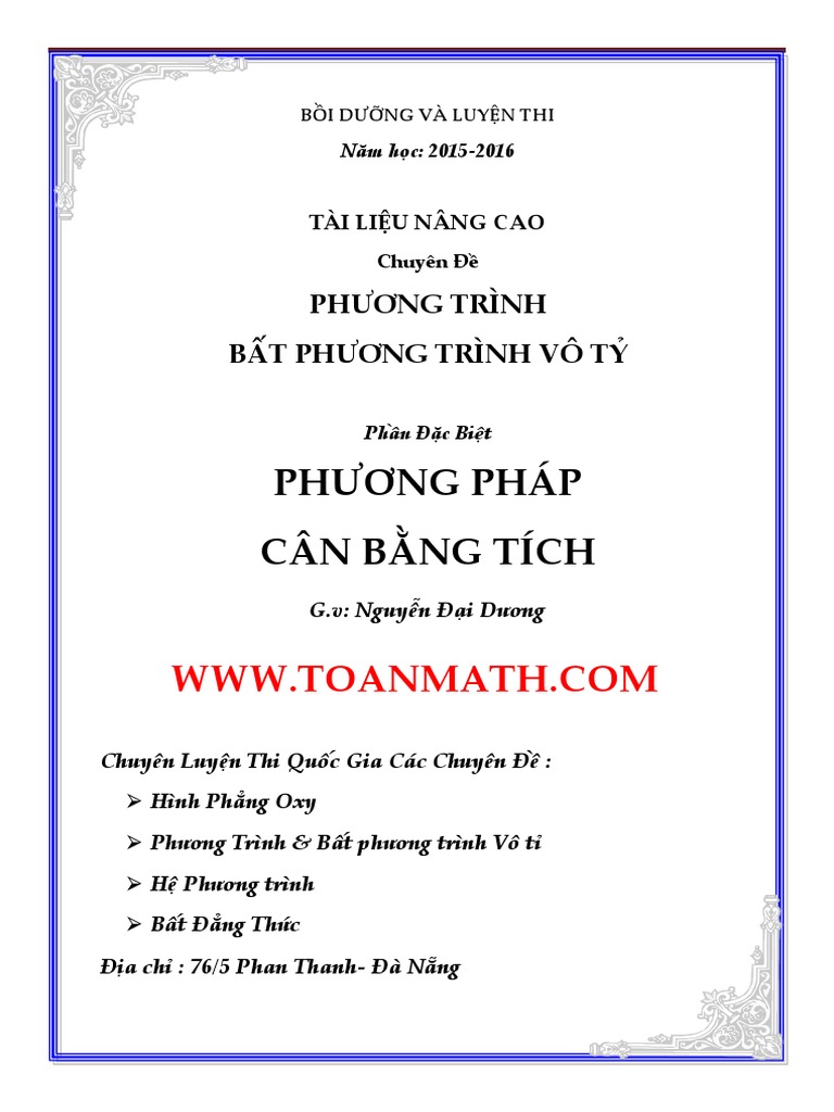Phuong Phap Can Bang Tich Giai PT BPT Vo Ti Nguyen Dai Duong | PDF
