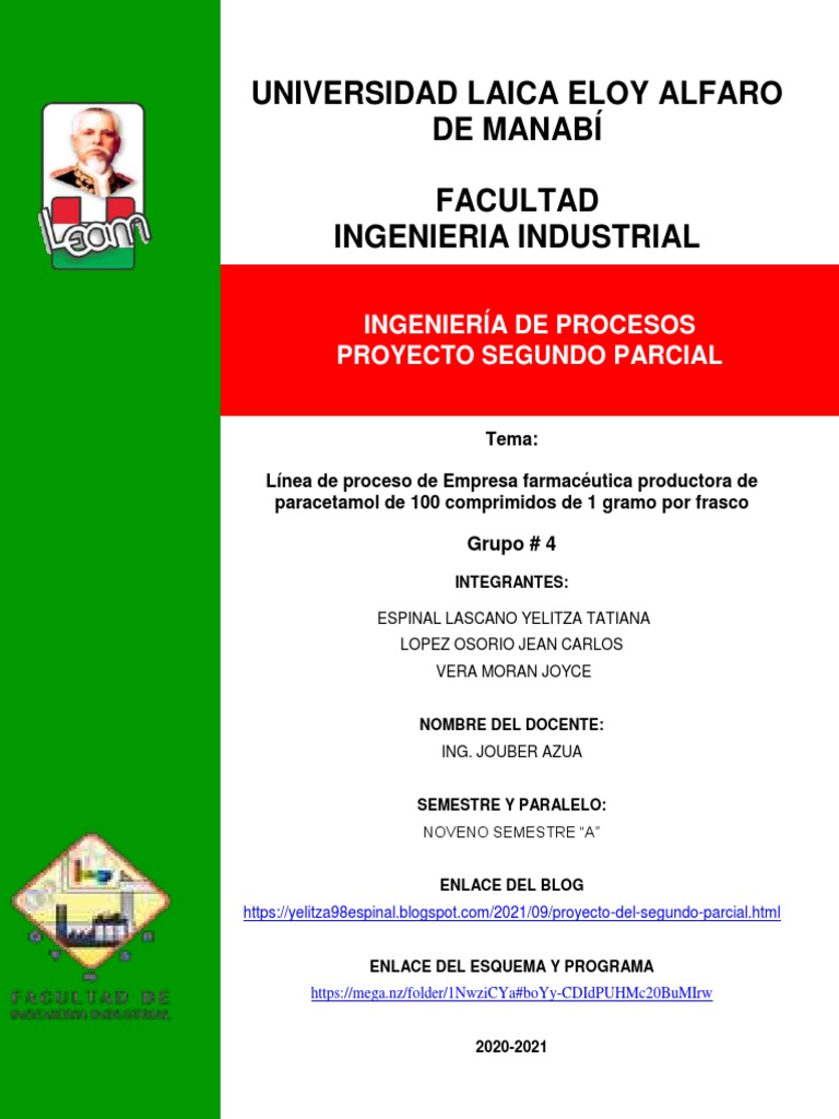 Grupo 4 Informe Planta Uleam Pharma ENTREGABLE | PDF | Masa | Ciencias ...