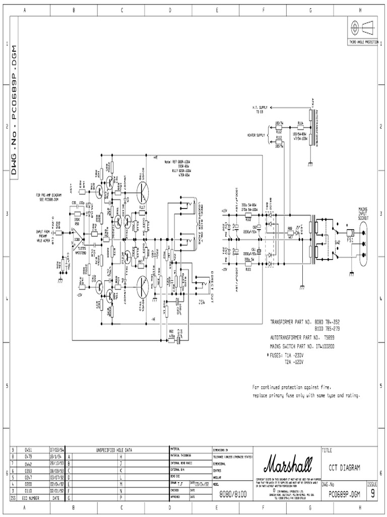 Marshall 8080 8100 Amp Valvestate Schematic | PDF