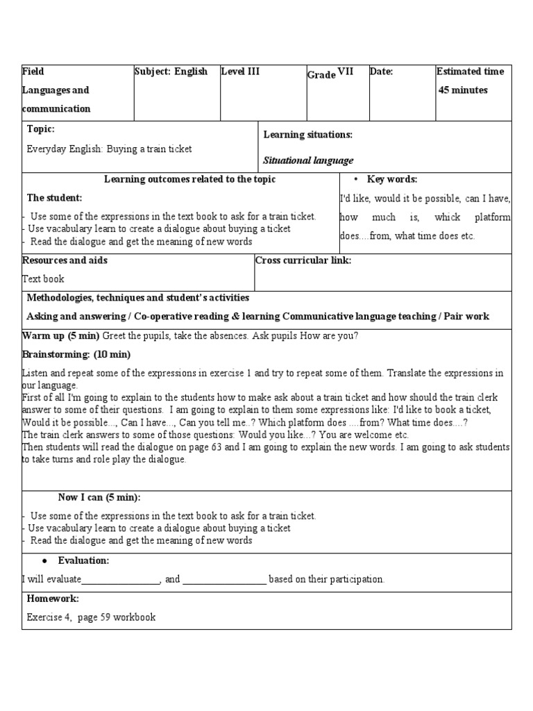 58.everyday English Buying A Train Ticket | PDF
