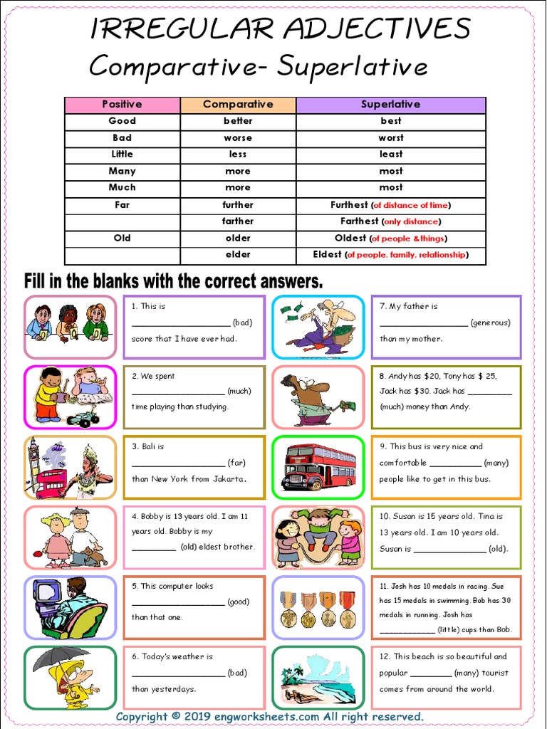 Irregular Adjectives: Comparatives & Superlatives | PDF