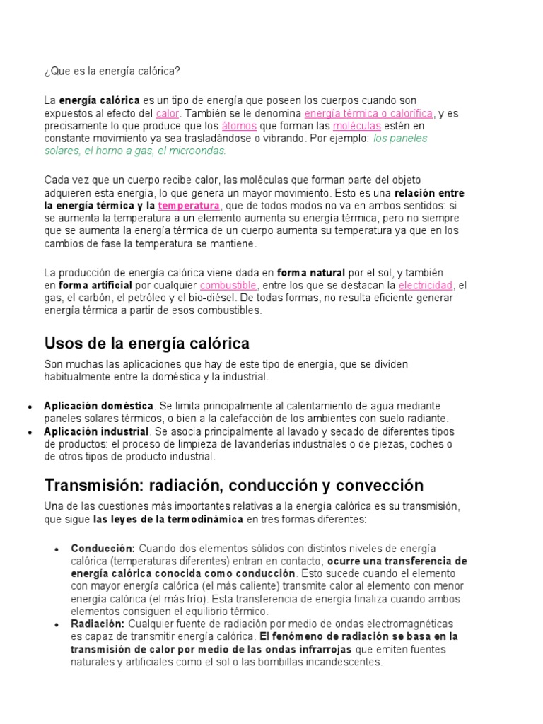 Energia Calorica | PDF | Reacciones químicas | Calor