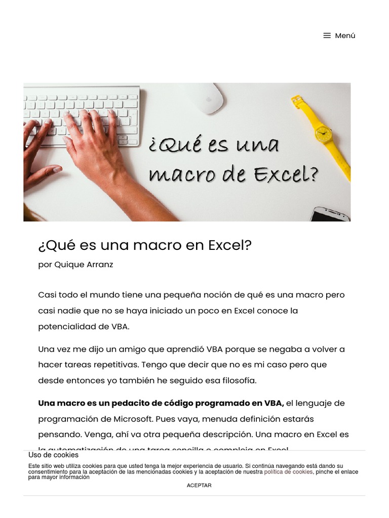 ¿qué Es Una Macro En Excel Excel Y Vba Pdf Microsoft Excel Macro Informáticaemk 1029