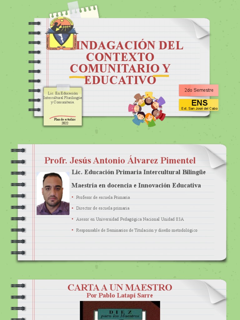 Encuadre Del Curso La Indagación Del Contexto Comunitario y Educativo ...