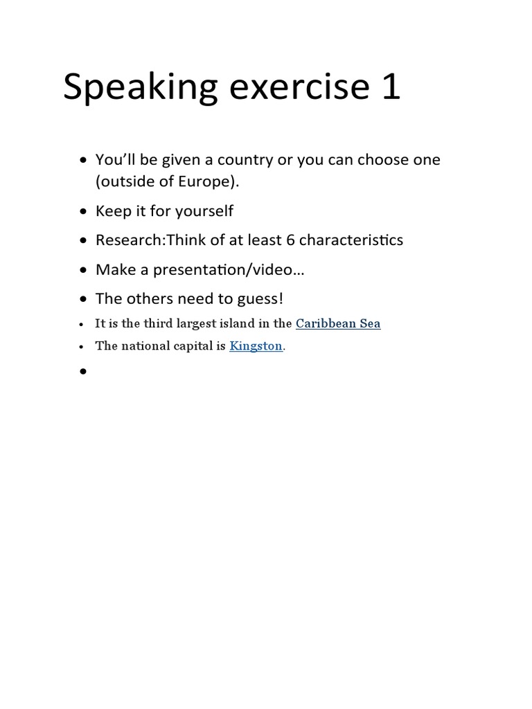 Speaking Exercise 1 | PDF