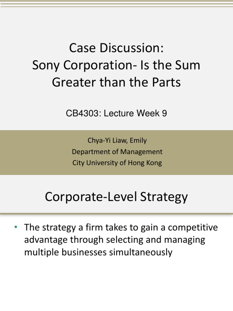 Sony Case (Strategic Management) | PDF