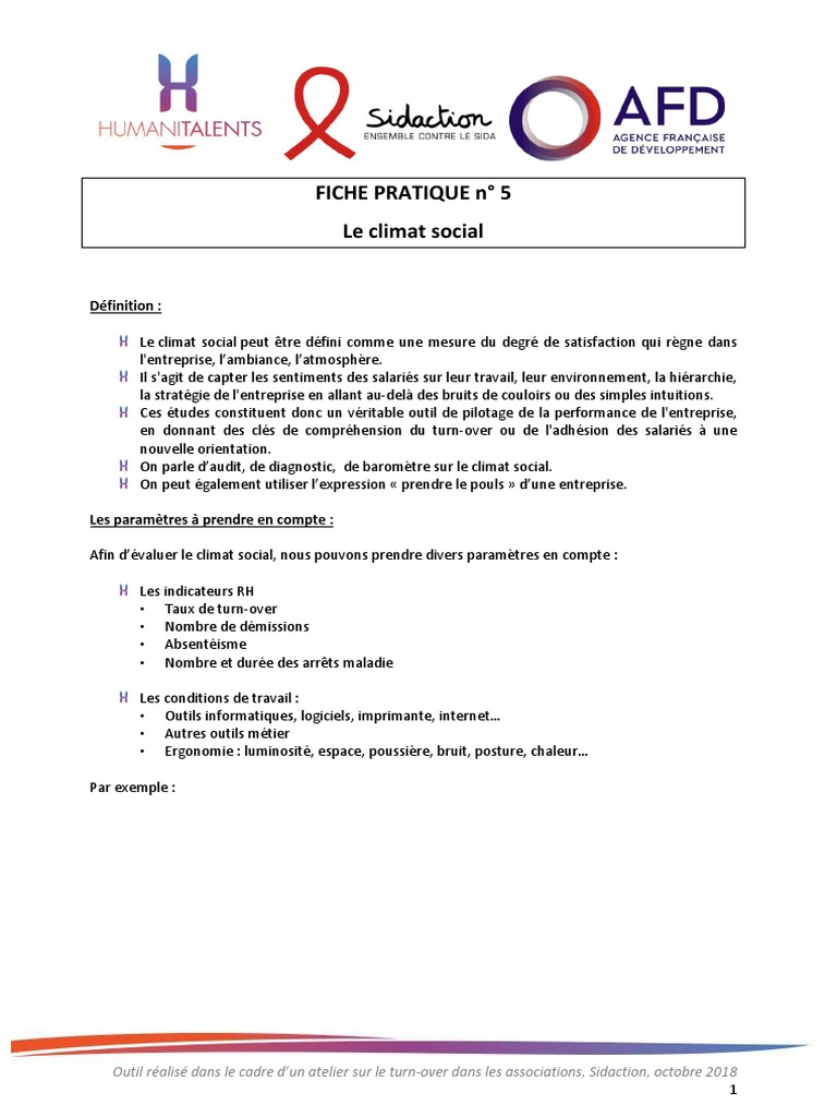 Définition et audit du climat social | PDF | Syndrome d'épuisement ...