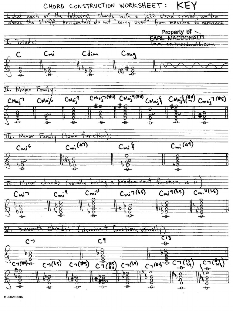 KEY - Chord Construction Worksheet | PDF