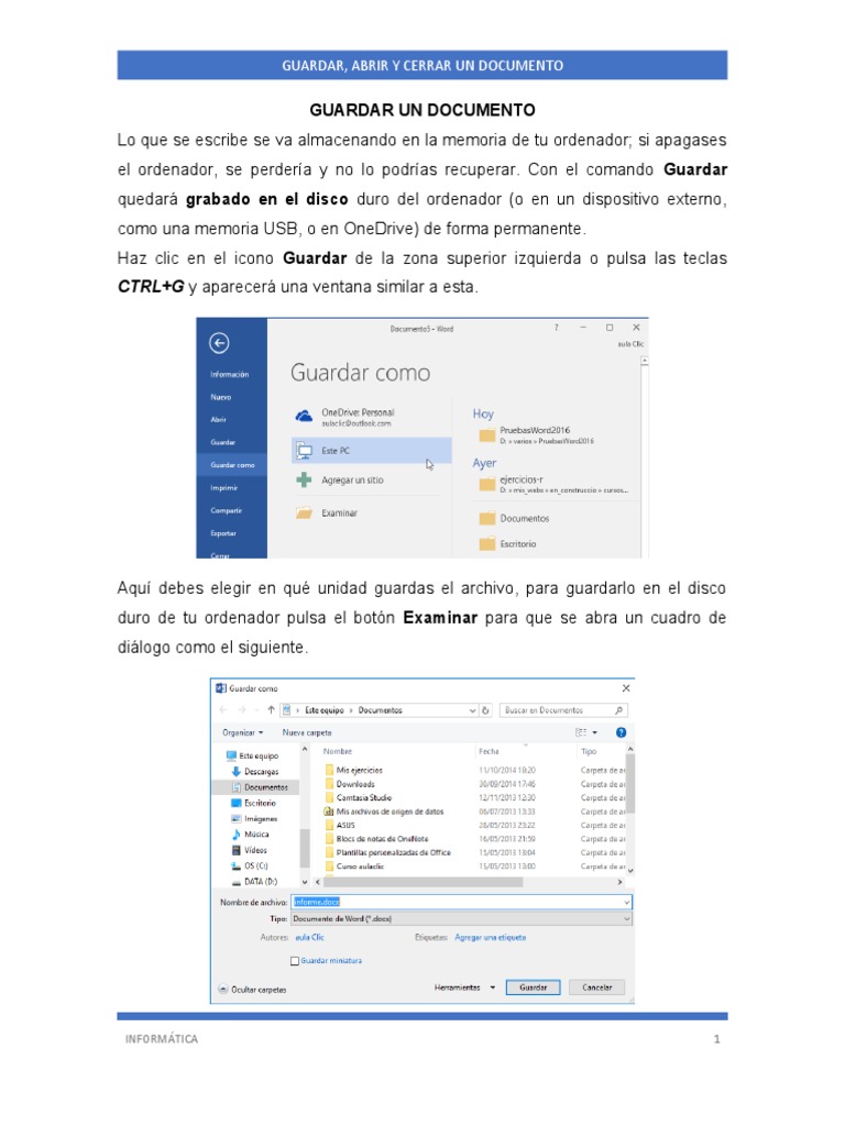 Clase 10 Guardar Abrir Cerrar | PDF | Ventana (informática) | Archivo ...