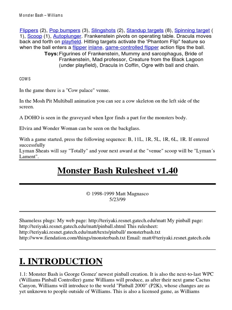 Monster Bash - Instrucciones | PDF