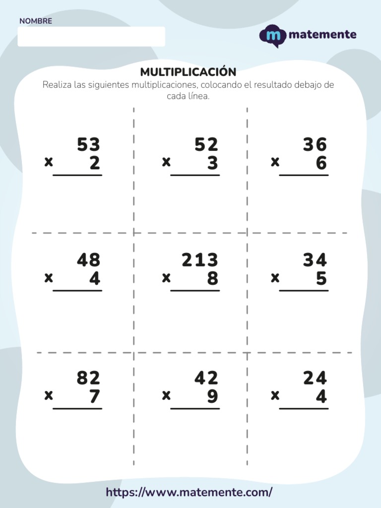 Hojas De Trabajo Gratuitas De Multiplicación De Tres Dígitos