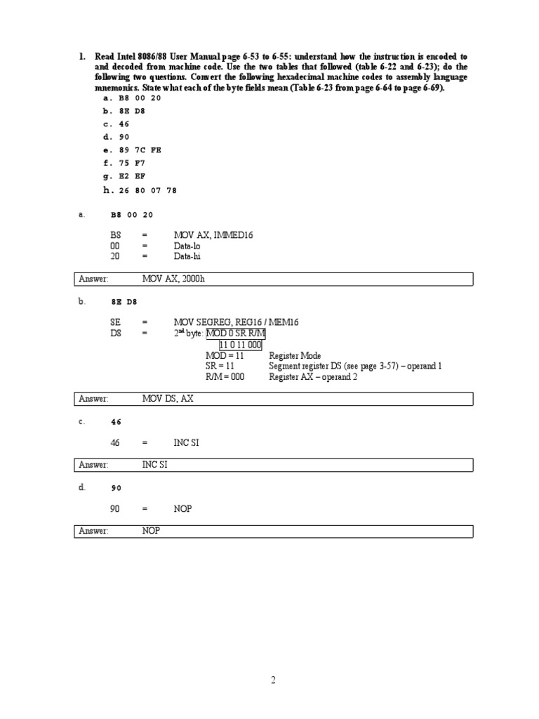 Machine Language Examples | PDF | Assembly Language | Computer Architecture