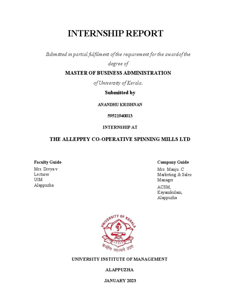 s3 Internship Front Anandhu Acsm | PDF | Business