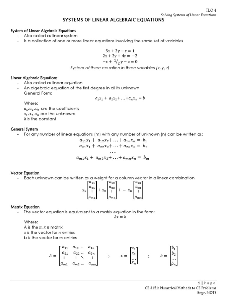 NUMSOL | PDF | System Of Linear Equations | Equations