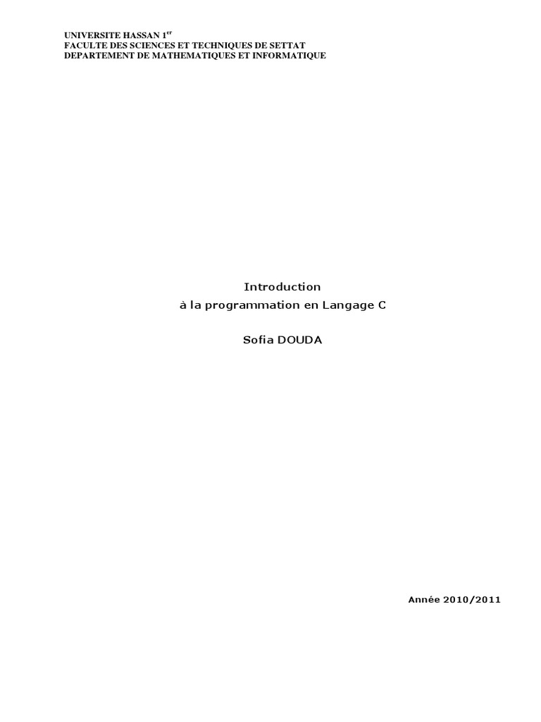 Introduction à la programmation en C | PDF | C (Langage de programmation) | Structure de contrôle