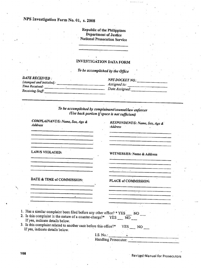 Investigation Data Form | PDF