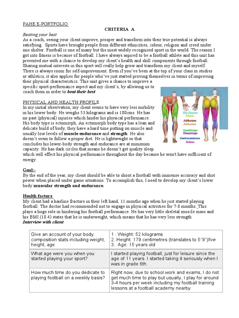 PHE E-Portfolio Sample 2022 | PDF | Strength Training | Skeletal Muscle