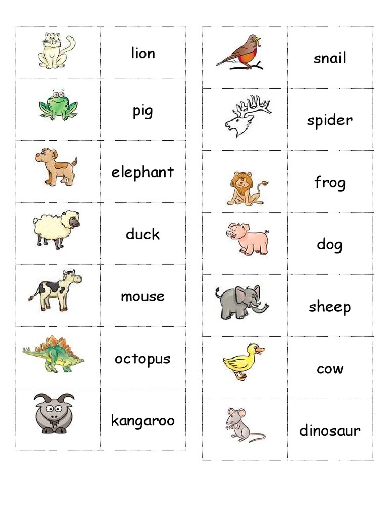 Animal Dominoes Flashcards Fun Activities Games Games - 1881 | PDF