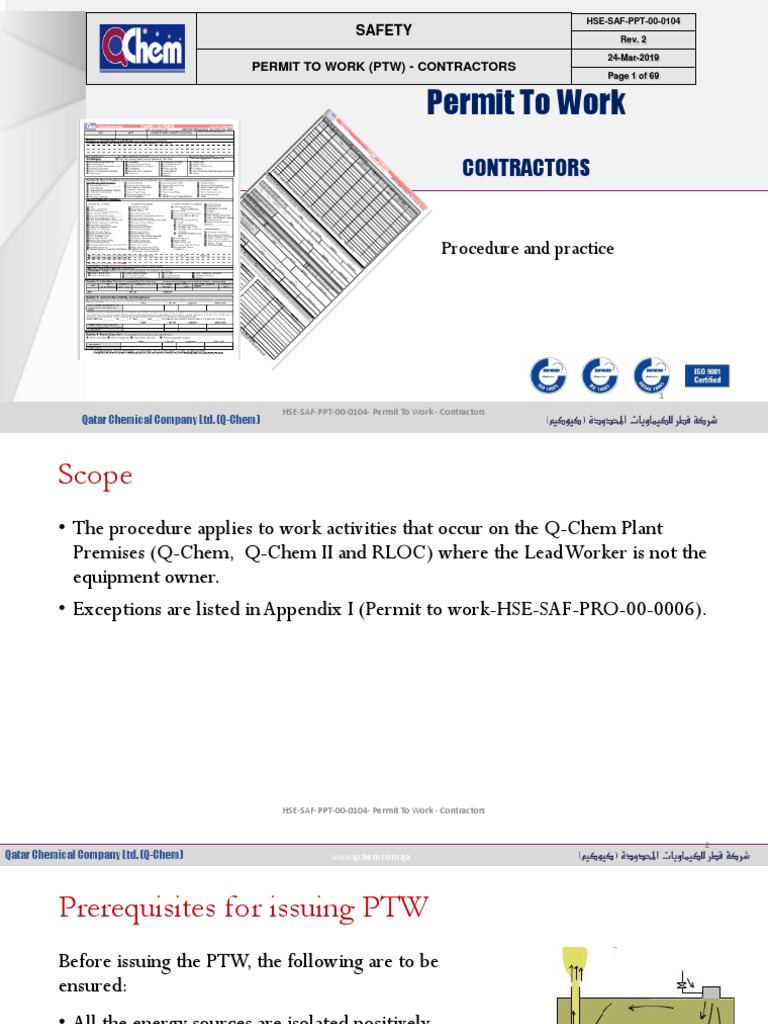 Permit To Work Contractors HSE SAF PPT 00 0104 | PDF | Fires ...