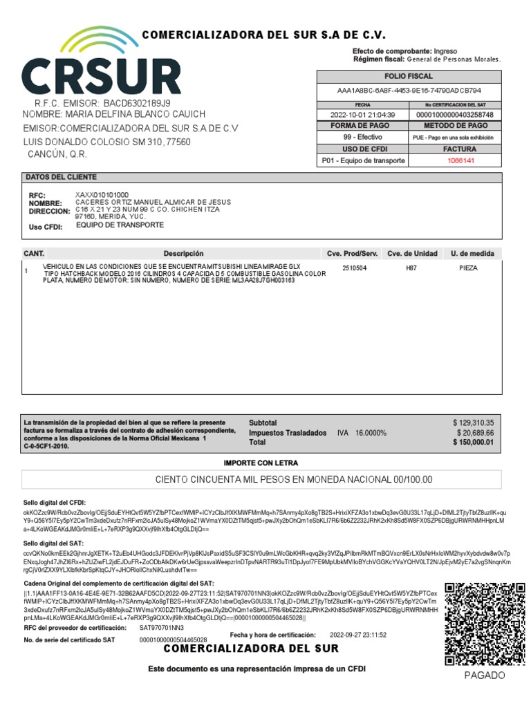 Refactura Mirage | PDF | Vehículos | Vehículo de motor