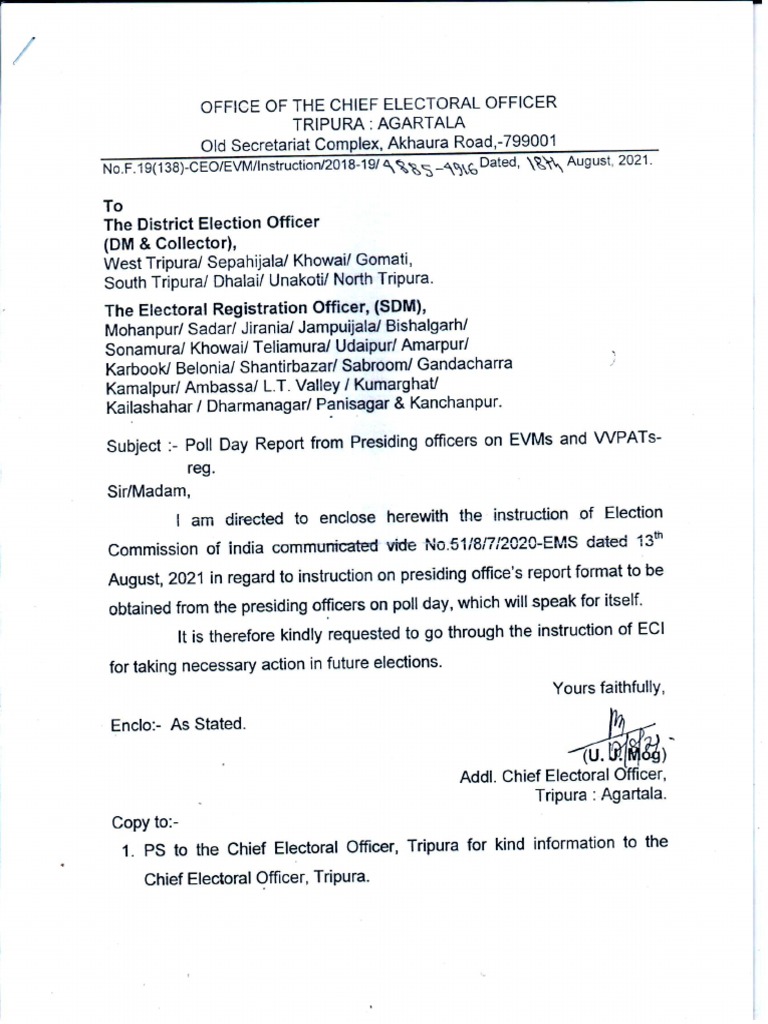Poll Day Reporting Format For Presiding Officers | PDF