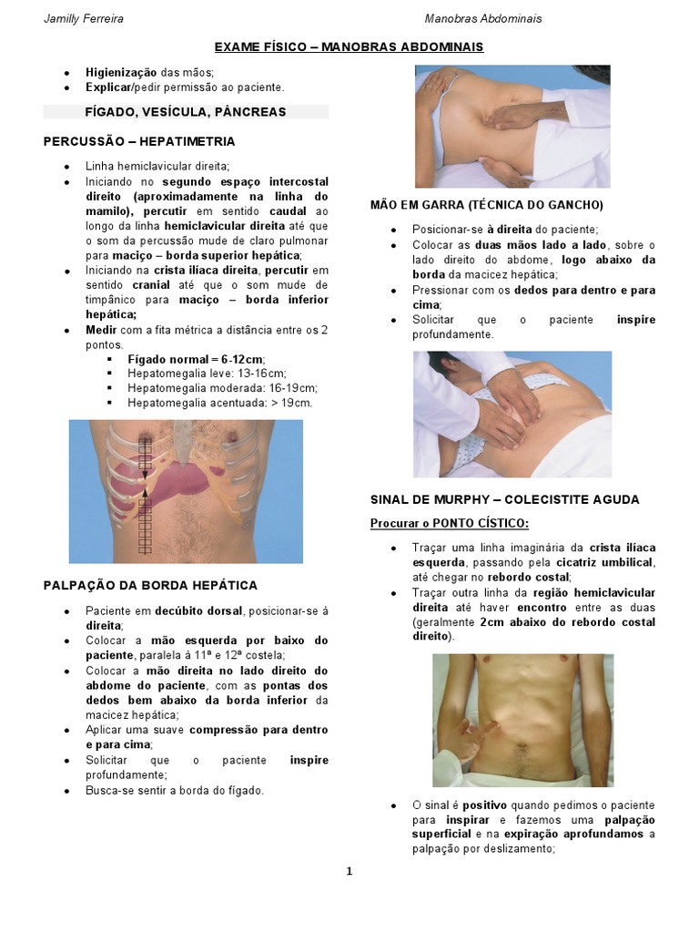Manobras Abdominais Roteiro | PDF | Especialidades médicas | Medicina Clínica
