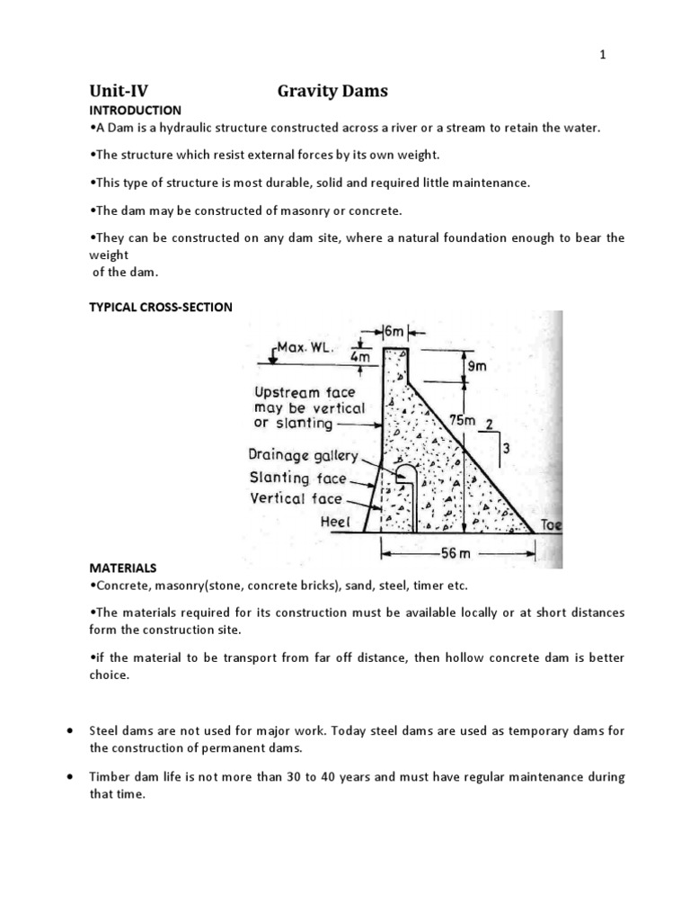 Unit-4 Gravity Dams | PDF | Dam | Concrete