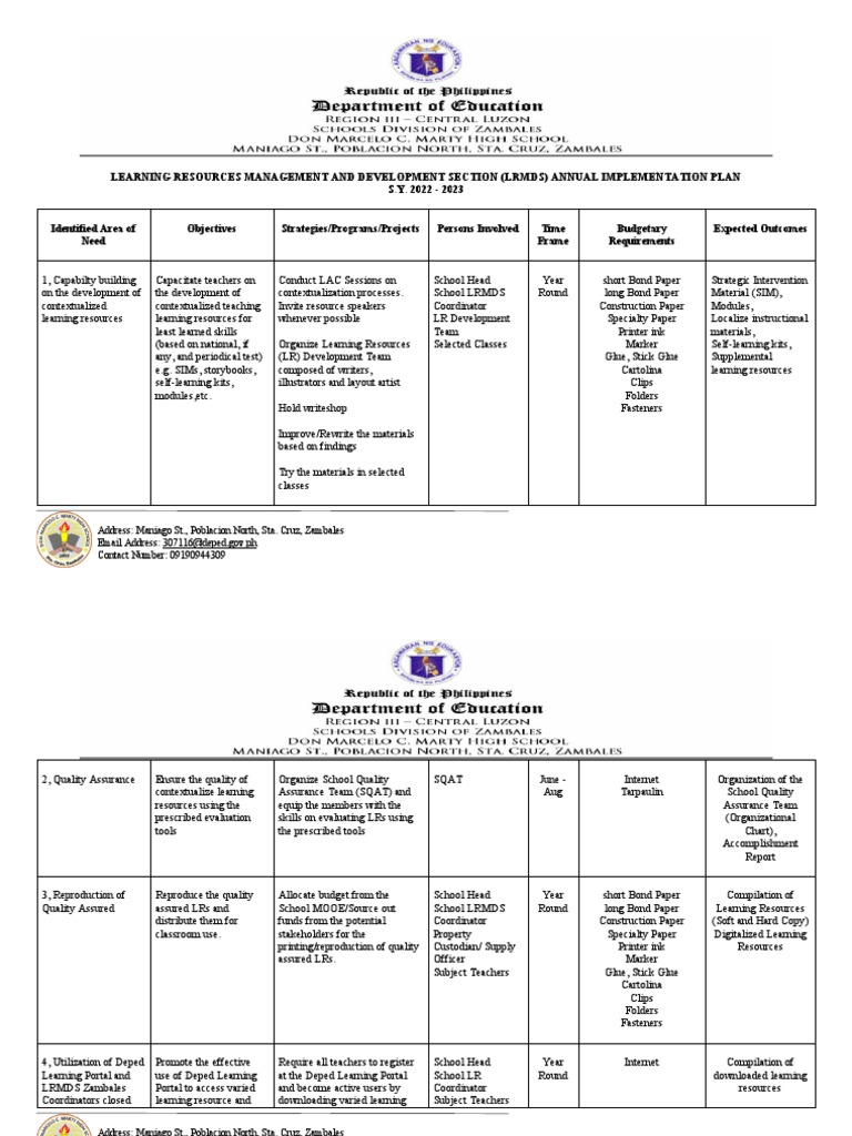 LR Action Plan | PDF | Quality Assurance
