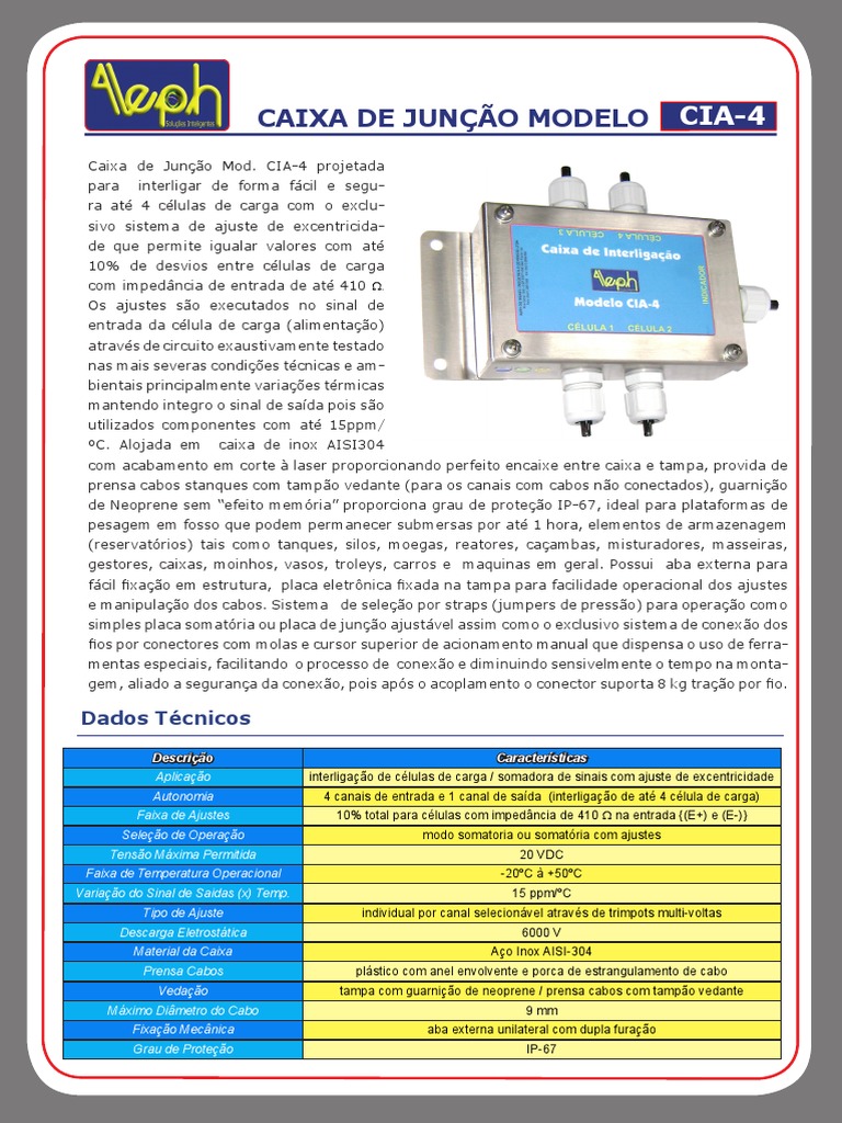 Caixa de Junção Modelo Cia-4 | PDF | Ciências Físicas | Engenharia Elétrica