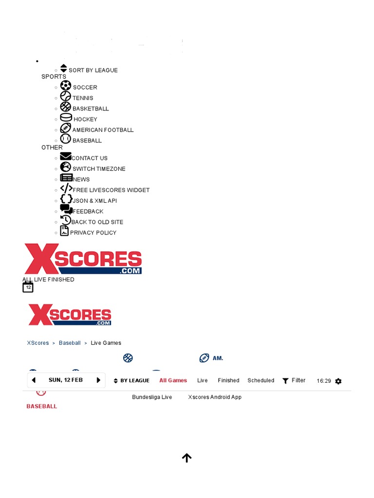 Baseball Scores - XSCORES | PDF | Json | Sports Competitions