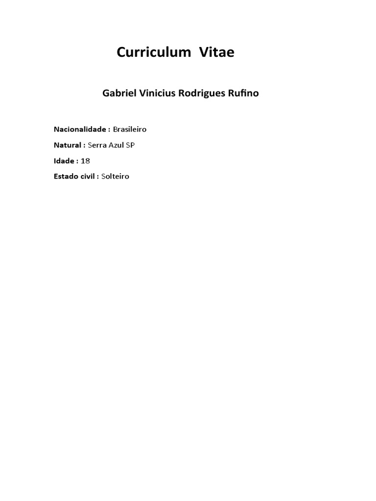 Curriculum Vitae: Gabriel Vinicius Rodrigues Rufino | PDF