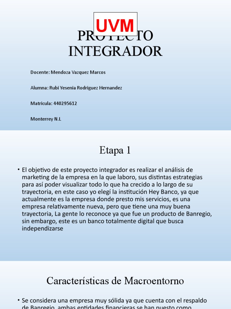 PROYECTO INTEGRADOR Presentacion Mercadotecnia | PDF | Bancos | Marketing