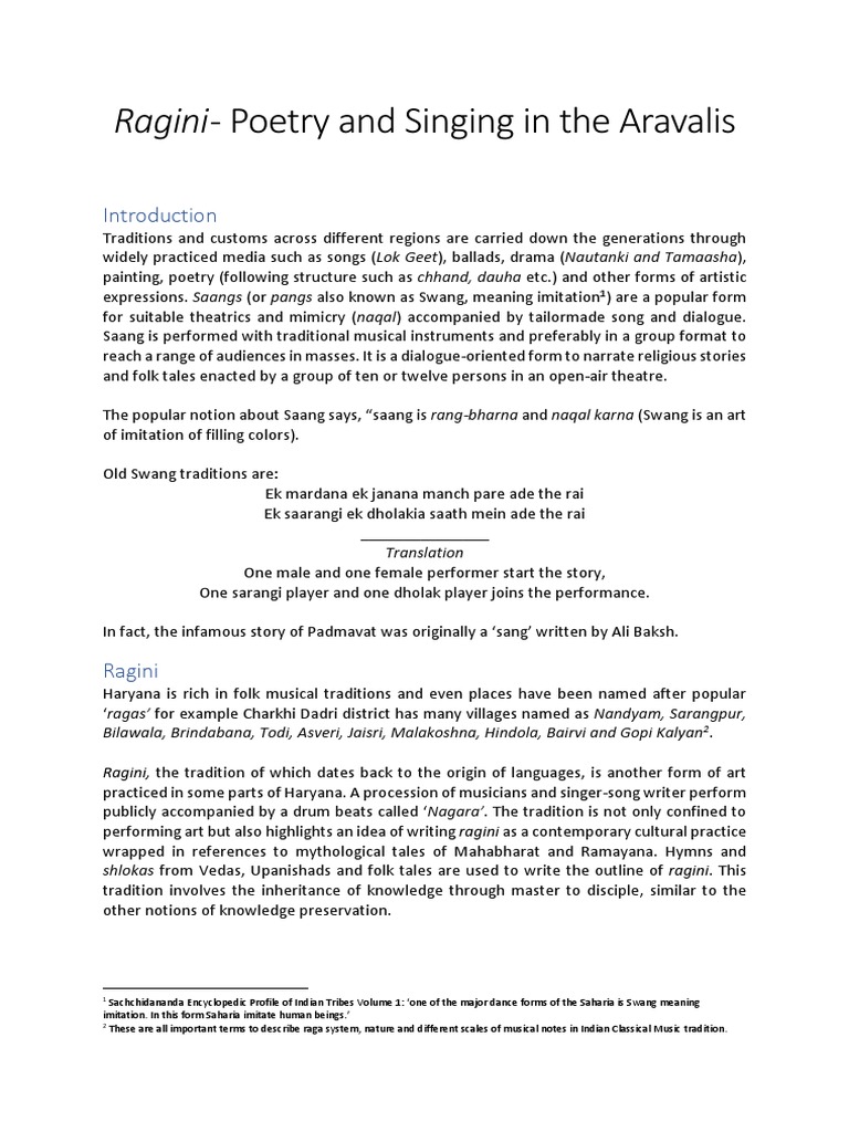 Ragini - Poetry and Singing in The Aravalis (Article #2) | PDF