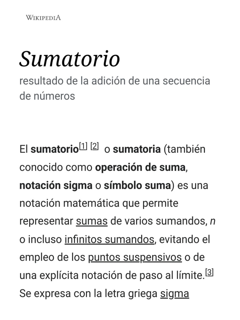 Sumatorio - Wikipedia, La Enciclopedia Libre | PDF | Suma | Conceptos ...