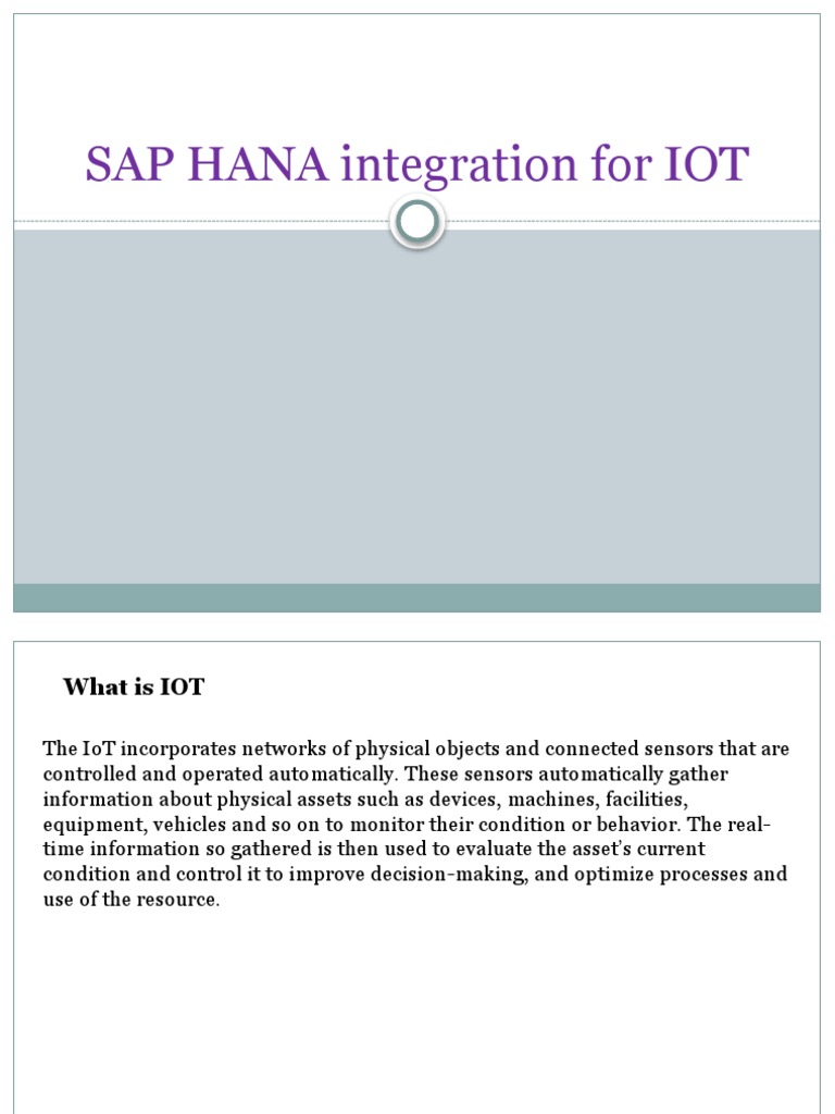Sap Hana Iot Integration | PDF | Internet Of Things | Computing