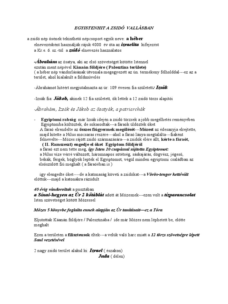 Egyistenhit A Zsidó Vallásban | PDF