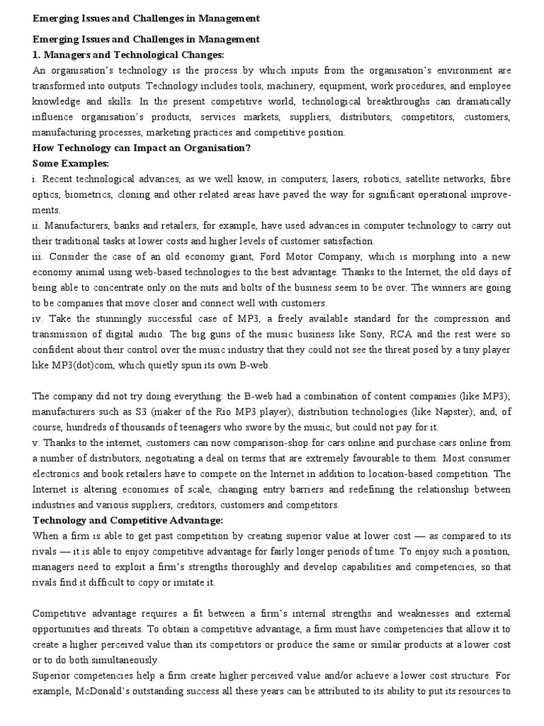 Emerging Issues and Challenges in Management | Download Free PDF ...