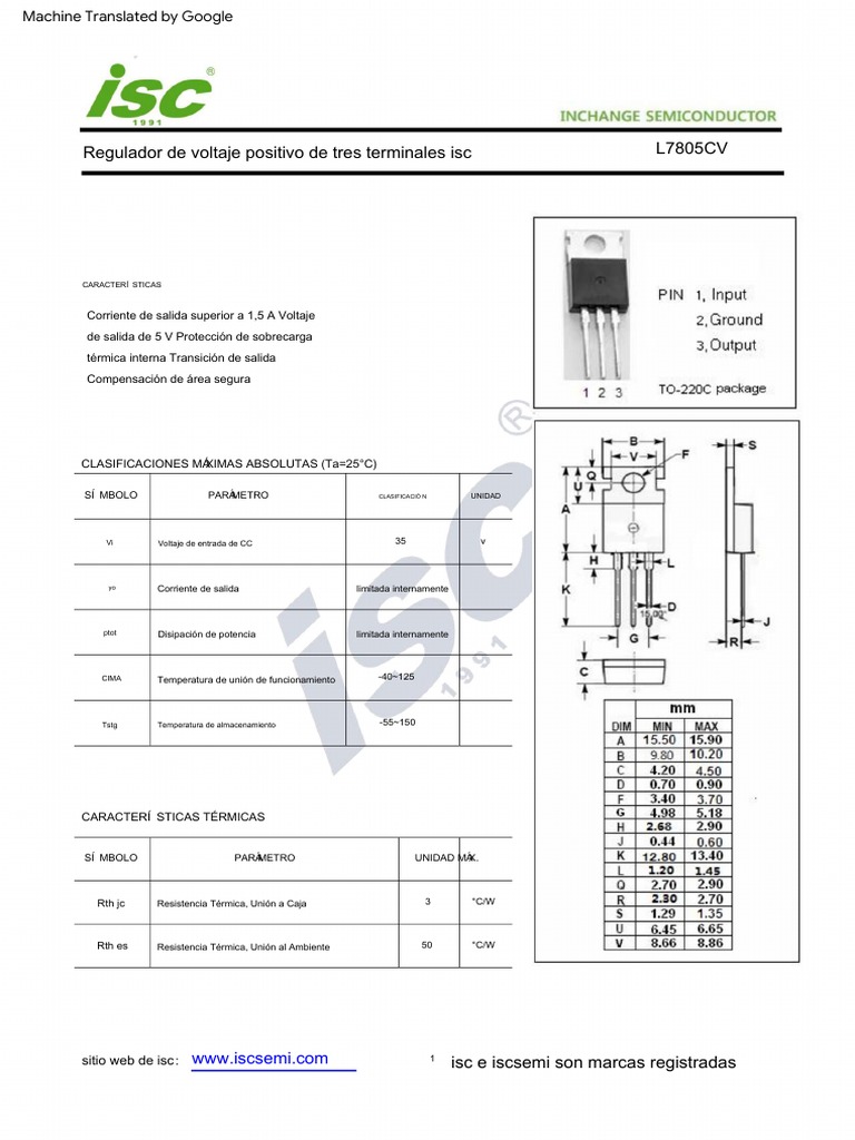 L7805CV Inchange | PDF | voltaje | Electricidad