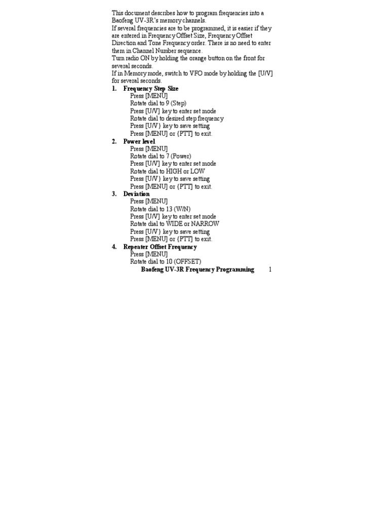 Baofeng UV-3R - Frequency Programing 4x6 | PDF | Telecommunications ...