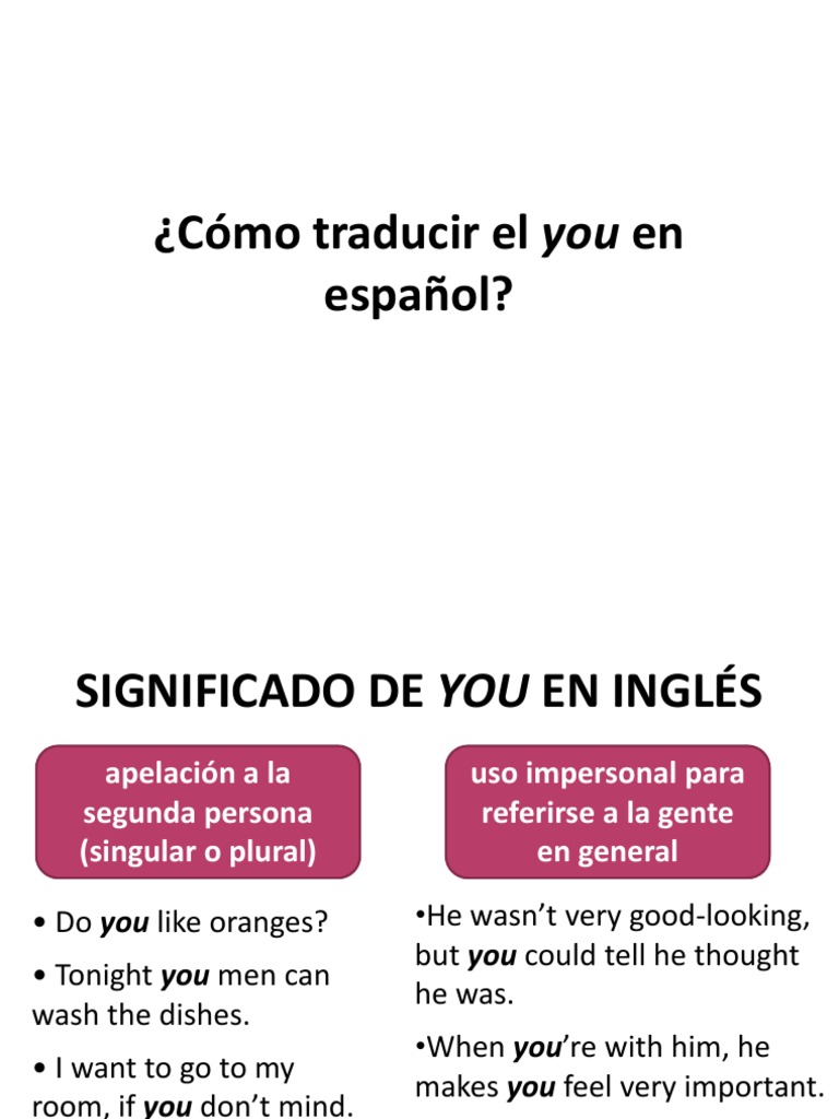 Cómo Traducir El You en Español | PDF | Lingüística