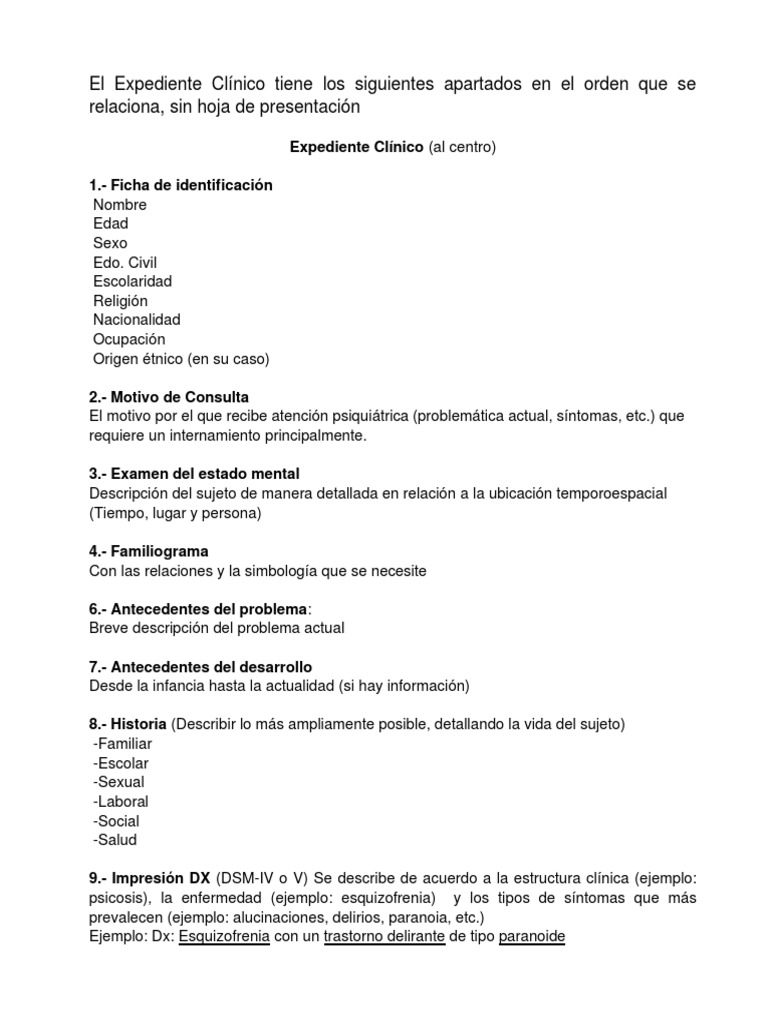 Formato de Expediente Clínico | PDF